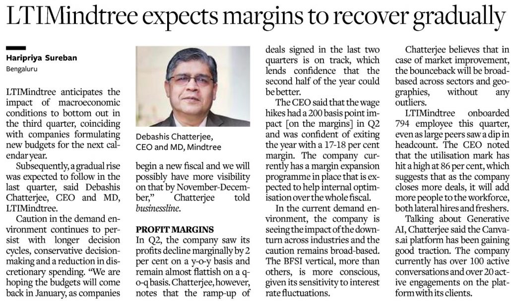 LTIMindtree expects margins to recover gradually | LTIMindtree